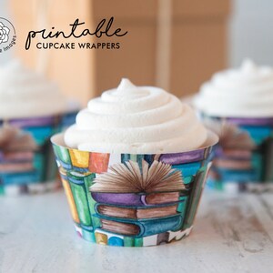 Books/reading Cupcake Wrapper - PRINTABLE Library Cupcakes, School ...