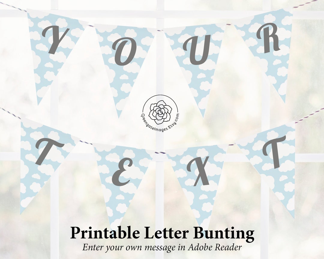 Cloud Message Banner - PRINTABLE, Editable Banner PDF. Instant Digital ...