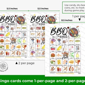 BBQ Bingo - 50 PRINTABLE Unique Cards. Instant Digital Download PDF ...