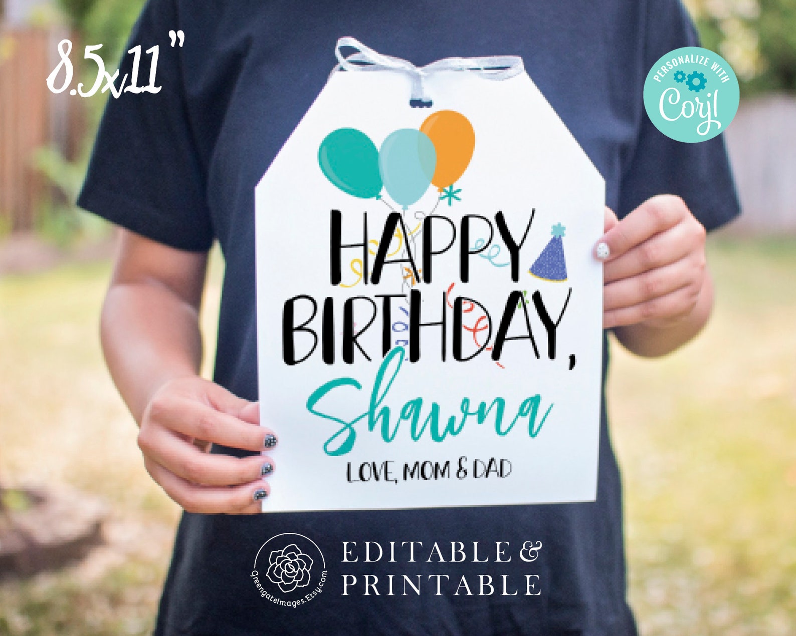 Giant Gift Tag - PRINTABLE Editable Corjl, Extra Large Tag, Huge Gift ...