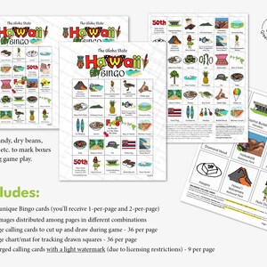 Hawaii Bingo Cards - 50 PRINTABLE Unique Cards Download Instantly. Fun ...