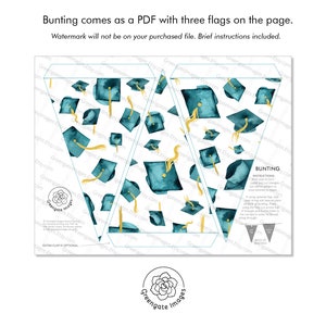 Teal Graduation Bunting PRINTABLE Graduation Cap Design - Etsy