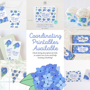 Hydrangea Bookmark Template - PRINTABLE & Personalizable. Edit in Corjl. Book Club or Library ...