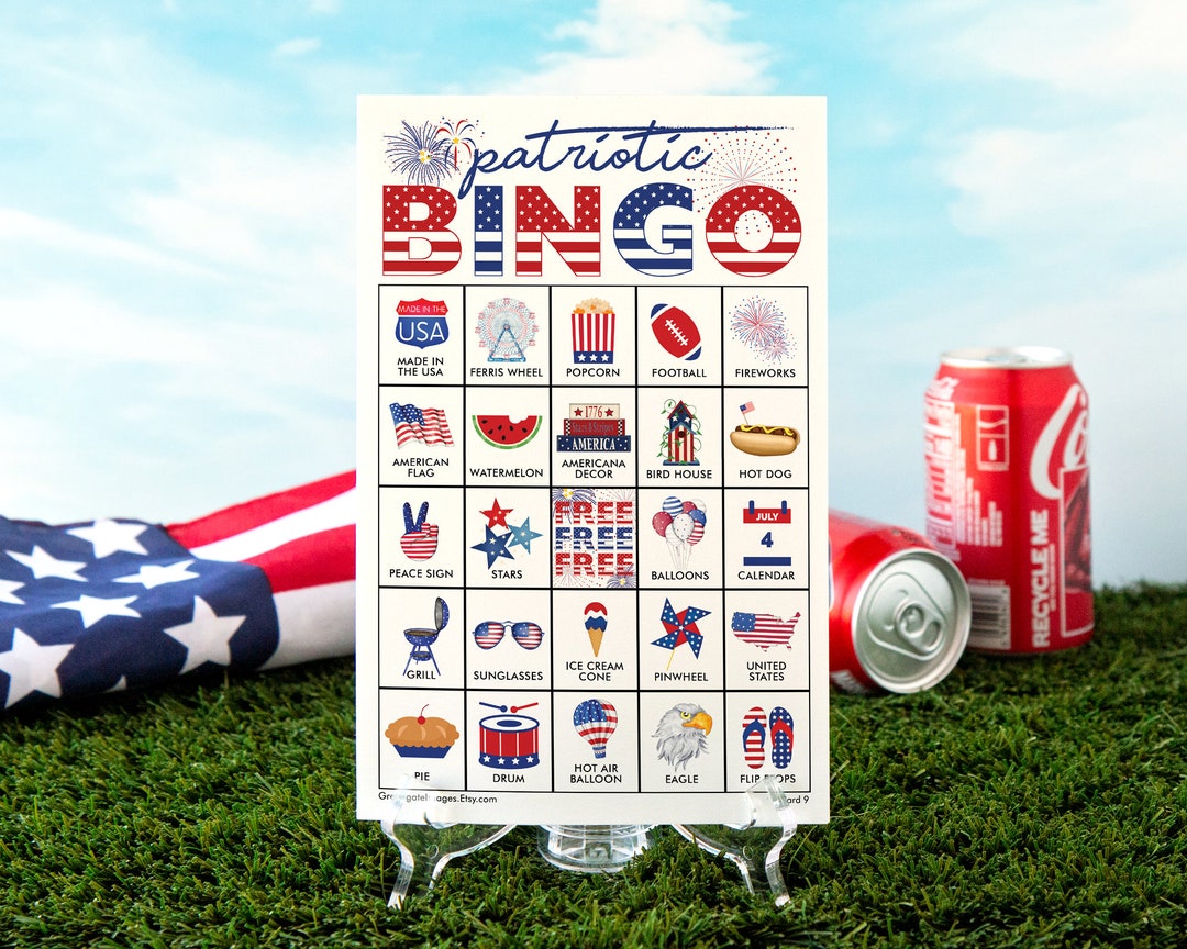 Patriotic Bingo Cards: Printable Bingo, 50 Cards, 4th of July Party ...