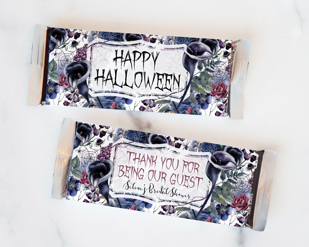 Halloween Floral Candy Bar Wrappers - PRINTABLE Custom Candy Wrap ...