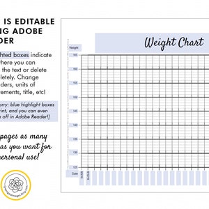 Weight Tracker - Graphing Chart, Editable Pdf, Fitness Tracking ...