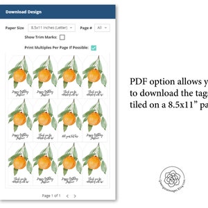 Orange Gift Tags - Watercolor Oranges Leaves, Corjl Editable, Favor ...
