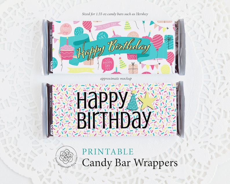 Happy Birthday Candy Bar Wrappers - PRINTABLE Standard Bar Wrapper, Pdf ...