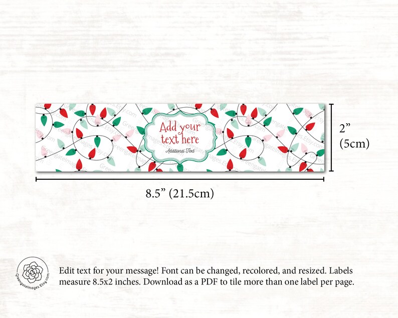 Christmas Water Bottle Label - Printable, Corjl Editable, Beverage Wrap ...
