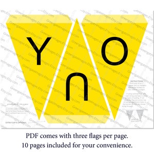 Yellow Letter Banner - PRINTABLE, Editable Banner PDF. Instant Digital ...