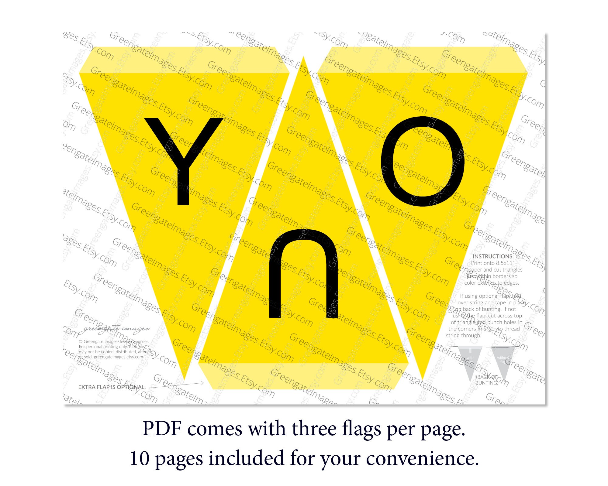 Yellow Letter Banner - PRINTABLE, Editable Banner PDF. Instant Digital ...