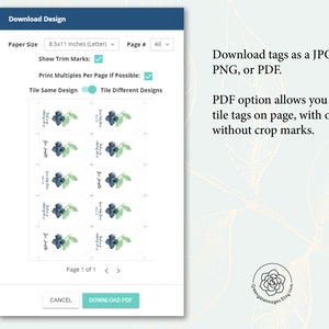 Blueberry Gift Tags - Printable Gift Tag, Editable Corjl, Favor Bag Tag ...