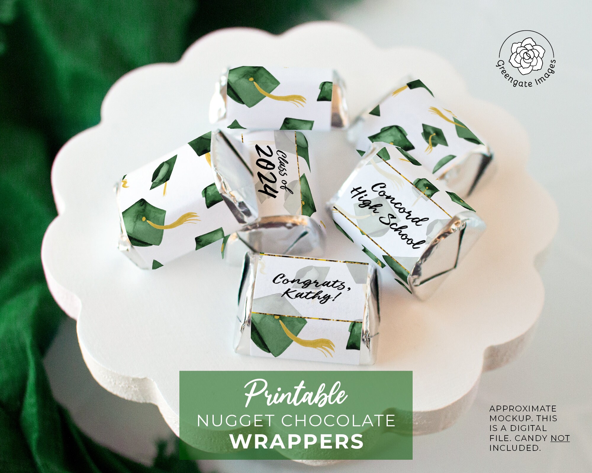 Green Cap Graduation Nugget Wrappers - Printable/fillable PDF Download ...
