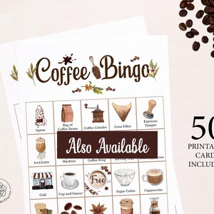 Coffee Bridal Shower Bingo Cards - 50 PRINTABLE Unique Cards in Pdfs ...