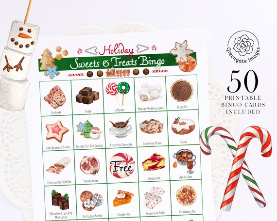 Holiday Dessert Bingo: 50 CARDS Printable Bingo Senior | Etsy