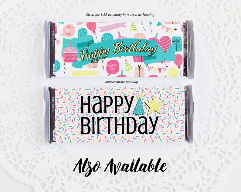 Happy Birthday Candy Bar Wrappers PRINTABLE Hershey bar | Etsy
