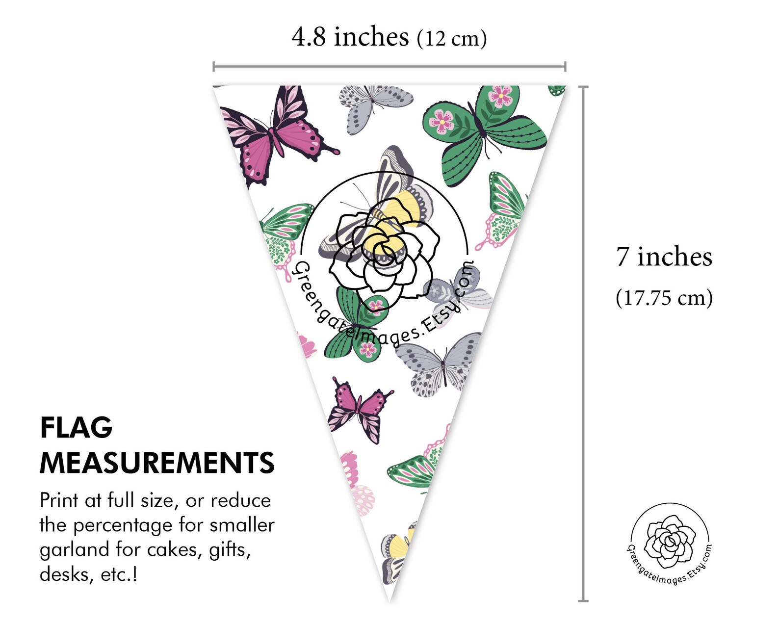 Spring Butterfly Bunting - PRINTABLE Banner Flags Instant Digital ...