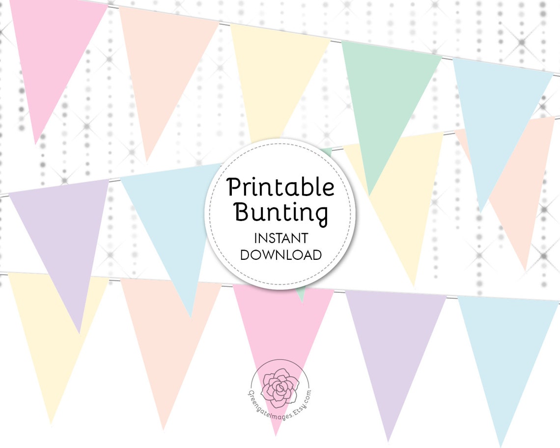 Pastel Rainbow Bunting SIX COLORS INCLUDED Printable Solid - Etsy