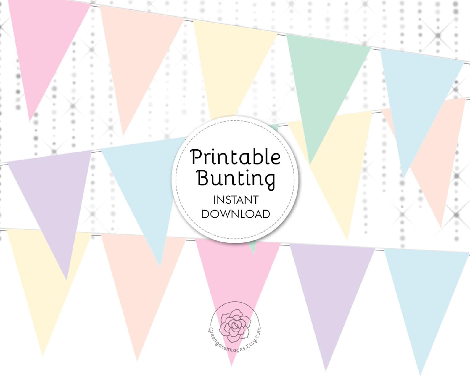Pastel Rainbow Bunting - SIX COLORS INCLUDED, Printable Solid Banner ...