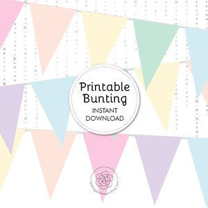 Pastel Rainbow Bunting - SIX COLORS INCLUDED, Printable Solid Banner ...