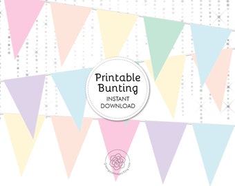 Printable Message Banner Pastel Rainbow Bunting Pink Peach | Etsy