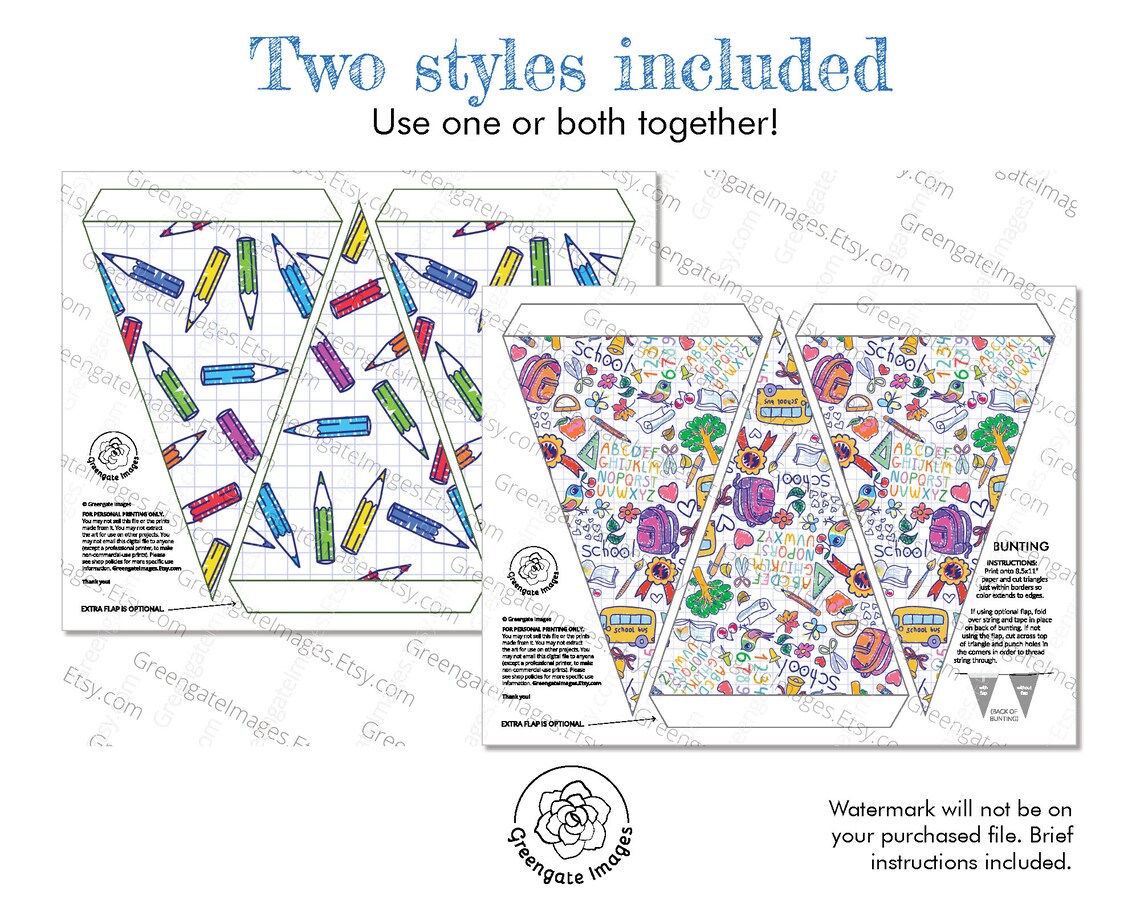 White School Doodles Bunting - PRINTABLE Banner for Teachers, Open ...