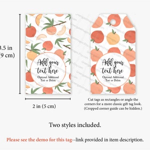 Peach Gift/favor Tags Template - PRINTABLE Digital Download. Favor Bag ...