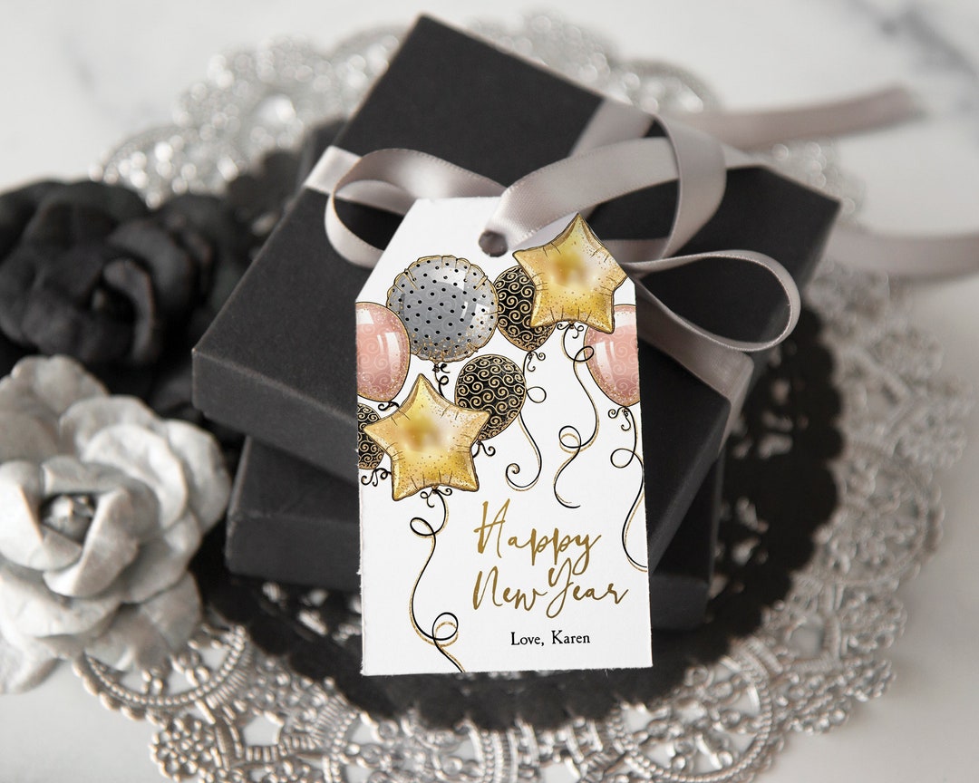 New Year's Gift Tag - Editable in Corjl, Party Printables, Favor Tag ...