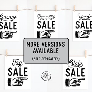 8.5x11" Estate Sale Signs - PRINTABLE 4-pack of Signs With Directional ...