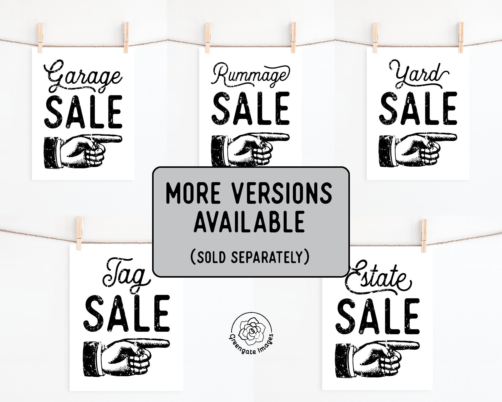 8.5x11" Garage Sale Signs - PRINTABLE 4-pack of Signs With Directional ...