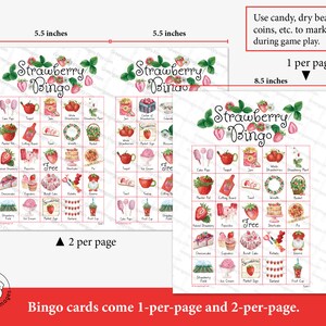 Strawberry Bingo - 50 PRINTABLE Unique Cards. Instant Digital Download ...