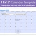 11x17 Calendar Template Editable Landscape Calendar, Any Month, A3 ...