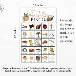 Thanksgiving Bingo Cards: Printable Bingo, 50 Cards, Senior Citizen ...