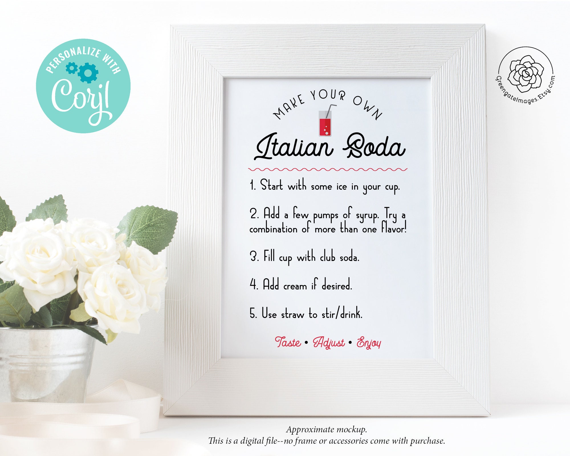 Italian Soda Bar Sign 8.5x11 and 5x7 Editable | Etsy