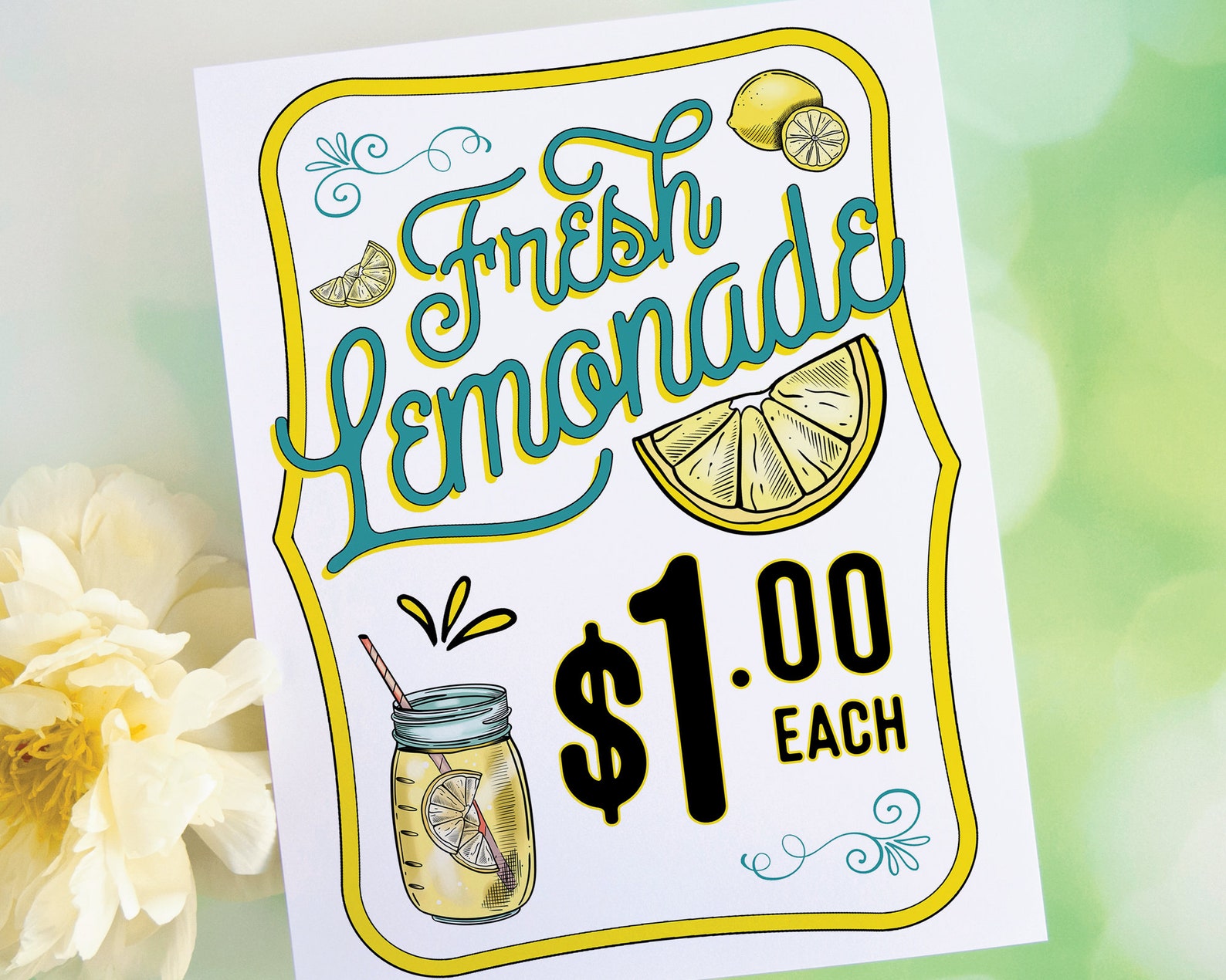 Fresh Lemonade Sign PRINTABLE Corjl 8.5x11 Sign - Etsy