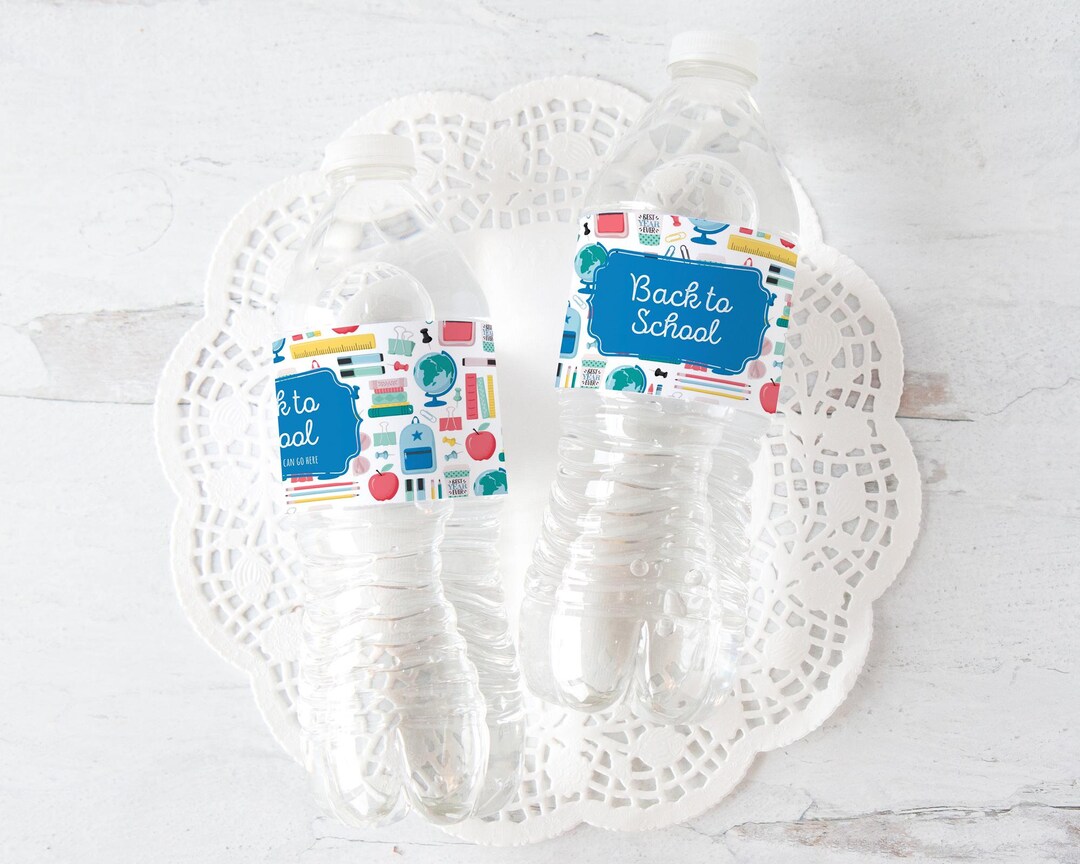 School Water Bottle Label - PRINTABLE, Corjl Editable, Back to School ...