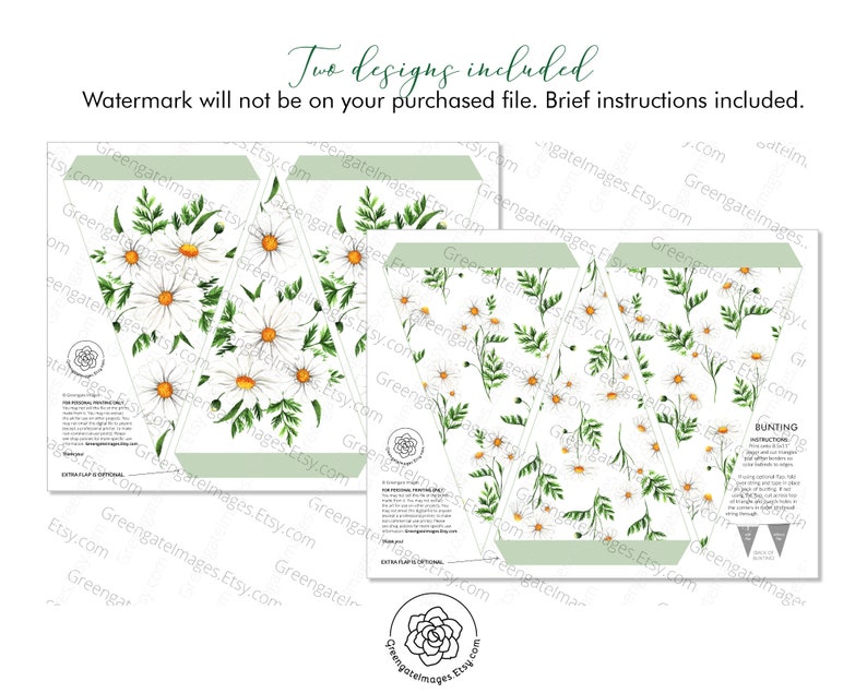 Daisy Bunting PRINTABLE Banner Flags Instant Digital - Etsy
