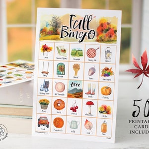 Fall Bingo Cards: PRINTABLE Bingo With Labeled Pictures. 50 Cards With ...
