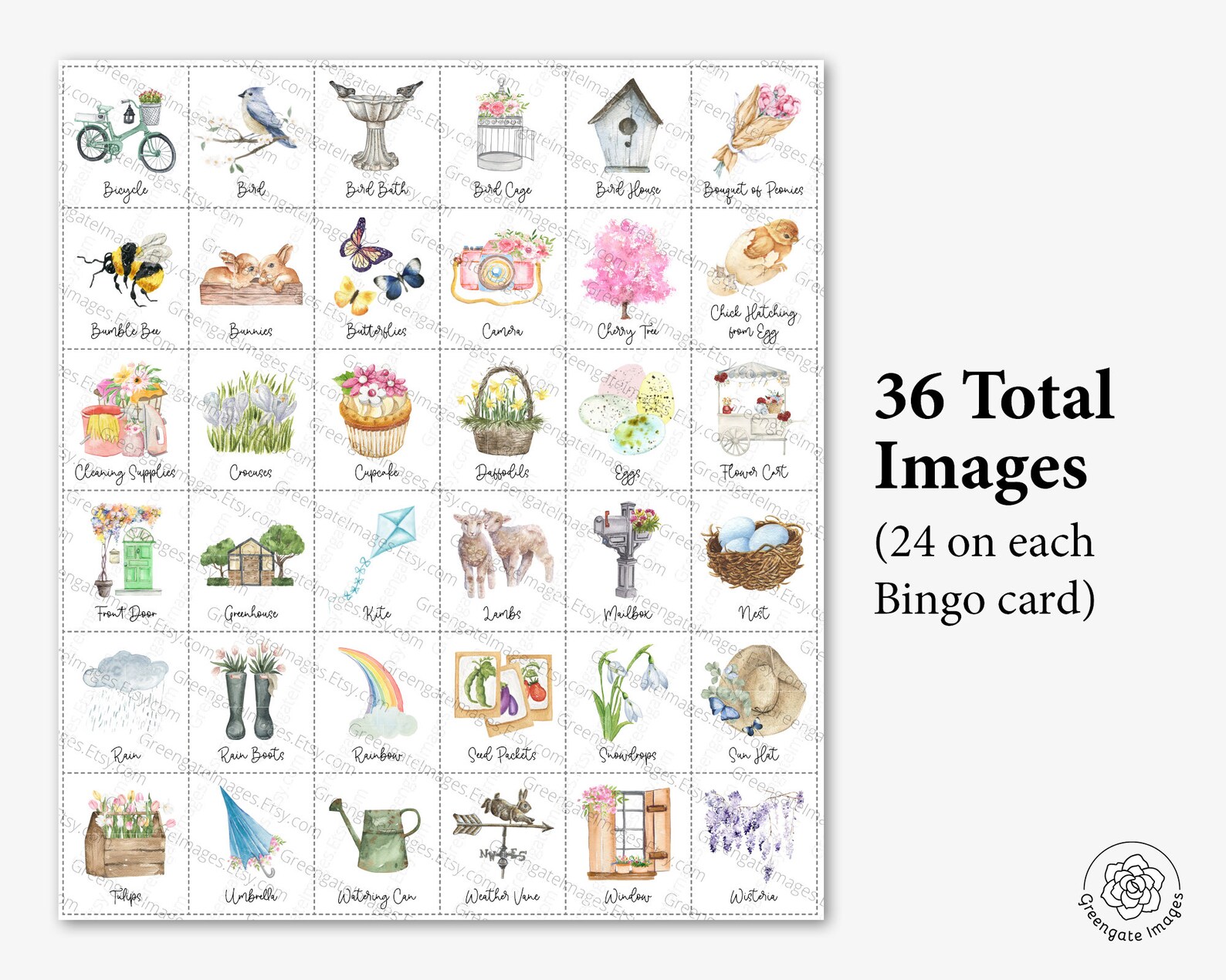 Spring Bingo Cards: Printable Bingo 50 Cards Senior Citizen | Etsy