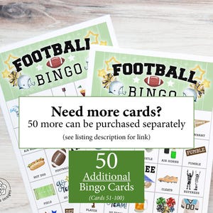 Football Bingo: PRINTABLE 50 Cards, Bingo Pdf Game, Fan Party Game ...