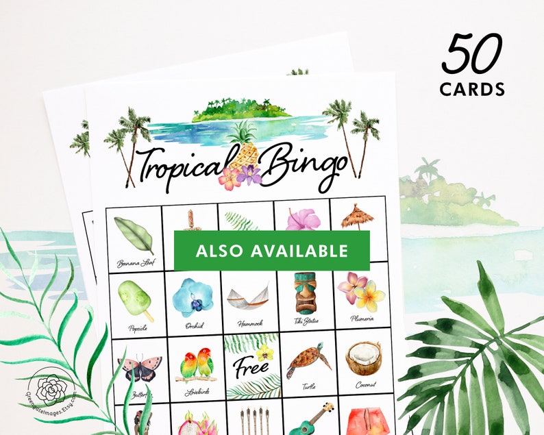 Tropical Greenery Gift Tag Printable gift tag favor tag | Etsy