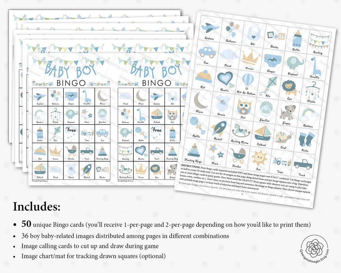 Baby Boy Bingo Cards: PRINTABLE Bingo Cards Baby Shower - Etsy