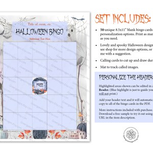 FILLABLE Halloween Bingo Template: 50 Cards Printable Bingo Pdf ...