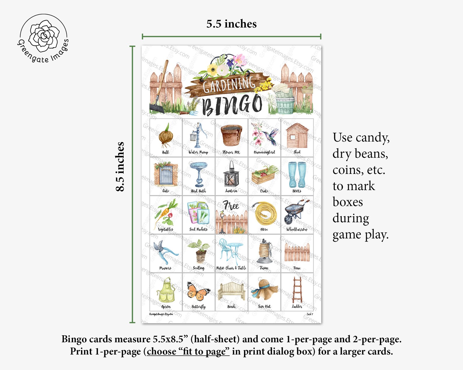 Gardening Bingo: PRINTABLE 50 Cards Bingo Pdf Game Party - Etsy