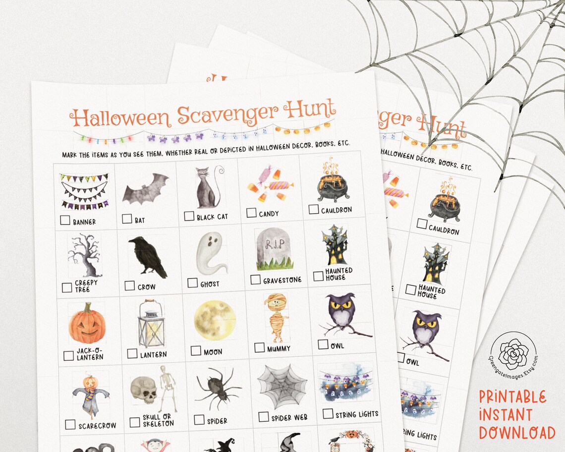 Halloween Scavenger Hunt Printable Elementary Kids Games | Etsy