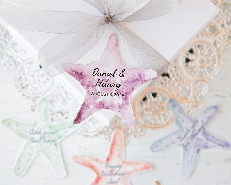 Starfish Gift Tags - Printable Gift Tag, Editable Corjl, Favor Bag Tag ...