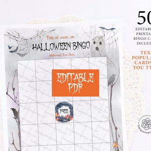 FILLABLE Halloween Bingo Template: 50 Cards Printable Bingo Pdf ...
