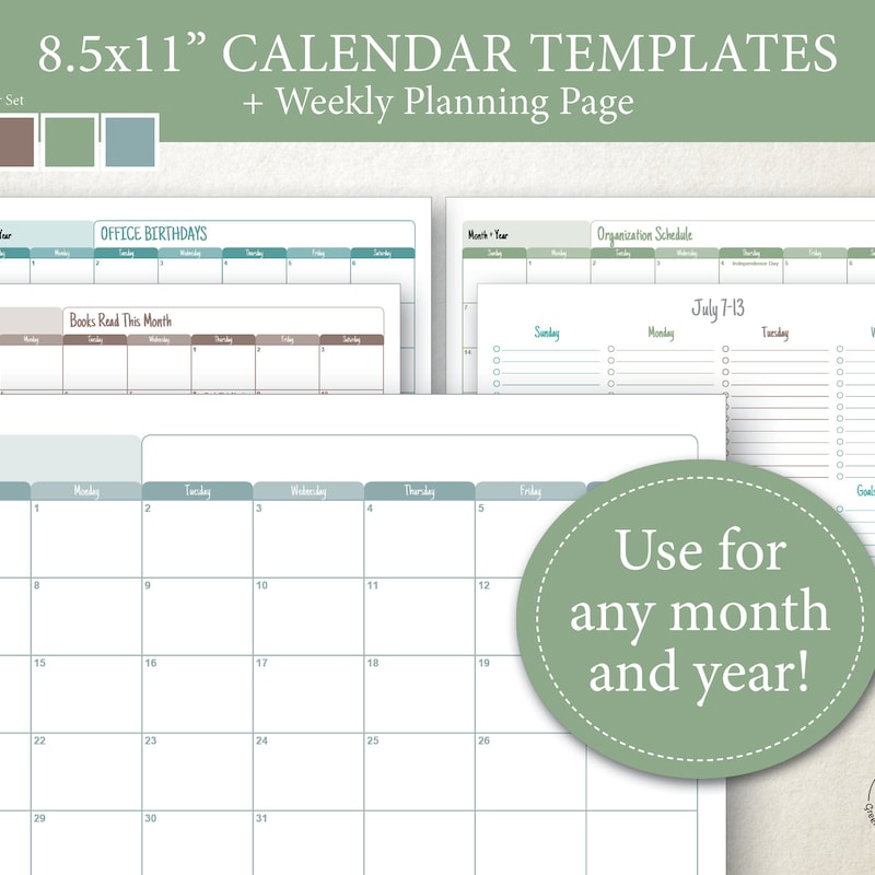 Colorful Calendar - Etsy