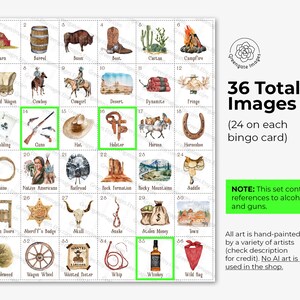 Wild West Bingo - 50 PRINTABLE Unique Cards. Instant Digital Download ...