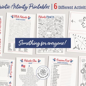US Patriotic Activity Bundle - PRINTABLE Word Games & Puzzles for ...